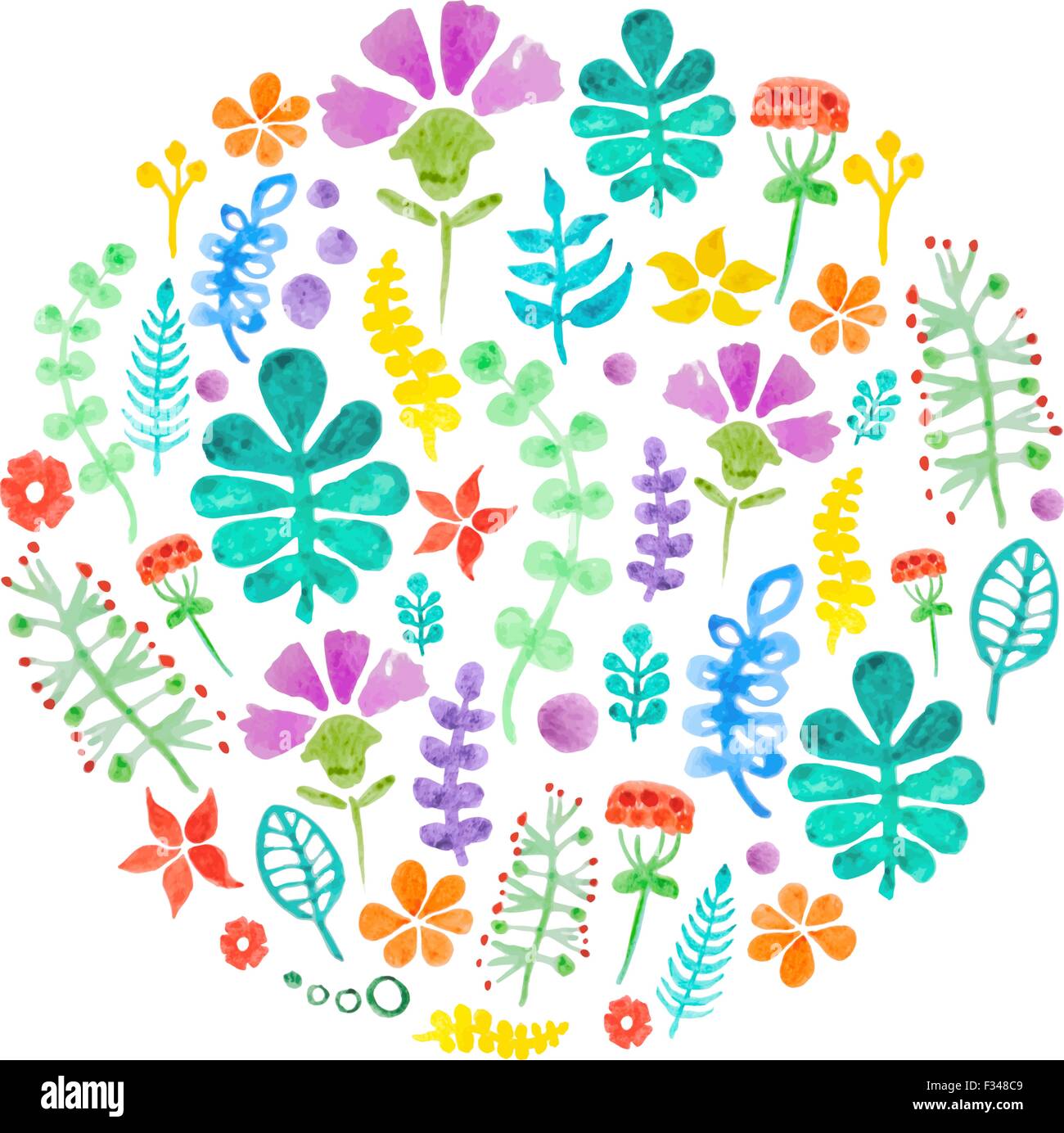 Watercolor set vintage floral Stock Vector Images - Alamy