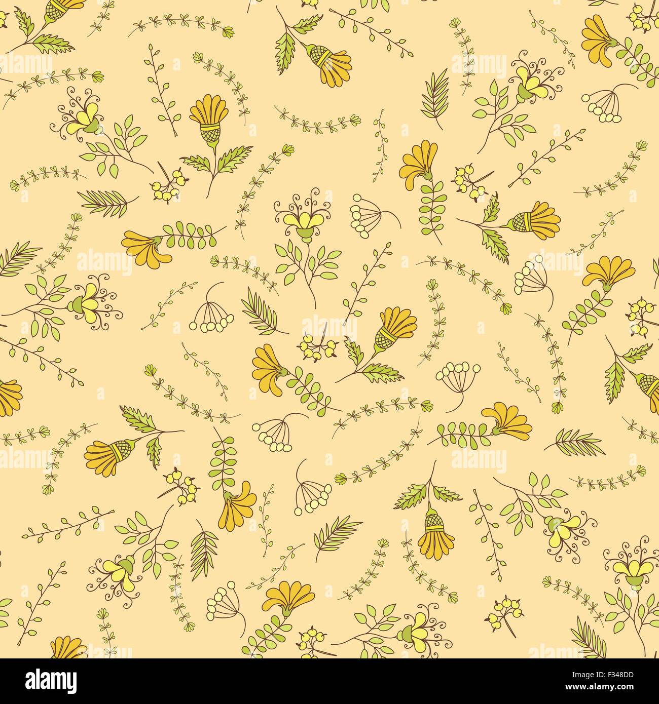 Seamless pattern with yellow flowers, vector illustration Stock Vector ...