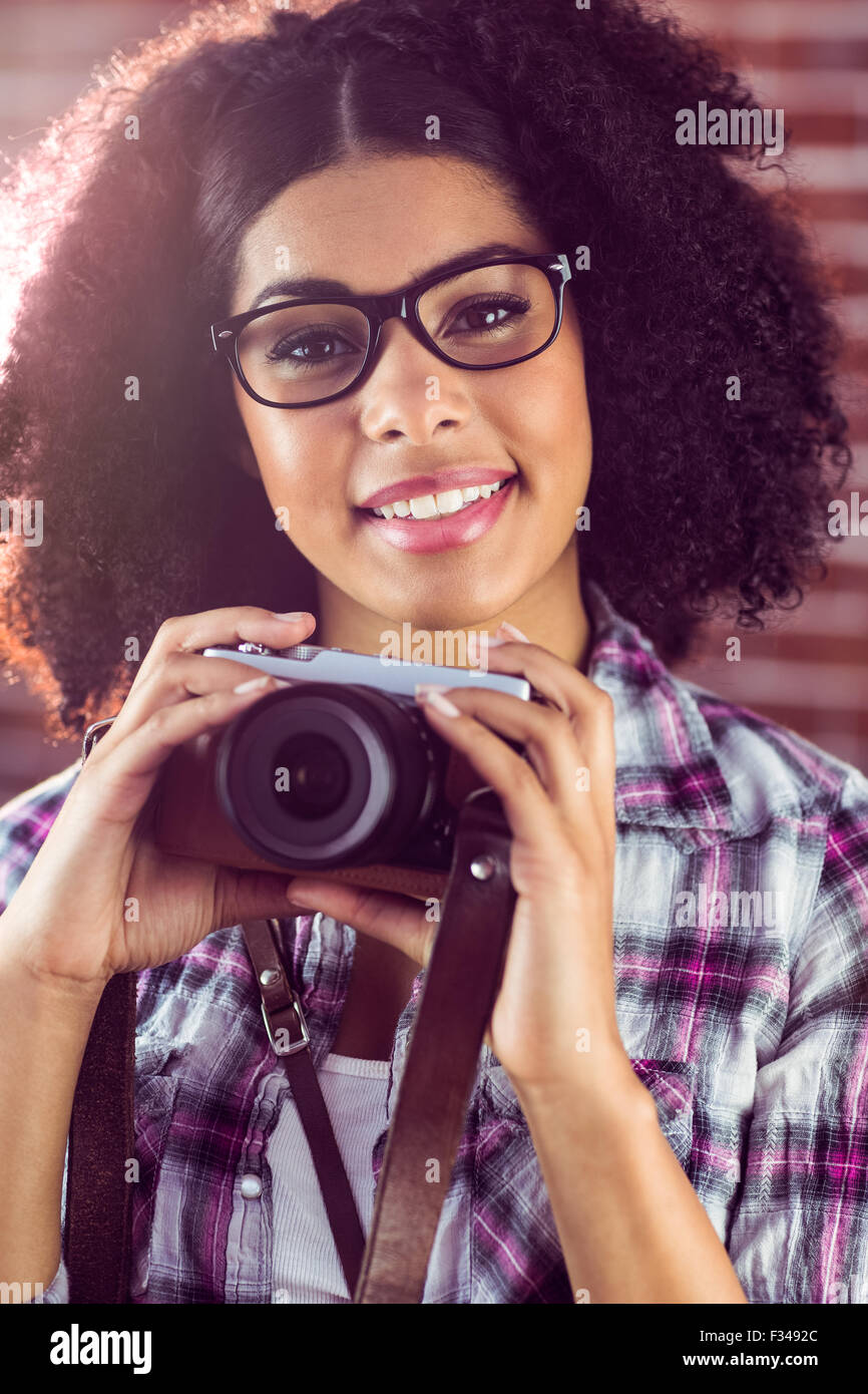 Smiling attractive hipster posing camera hi-res stock photography and ...