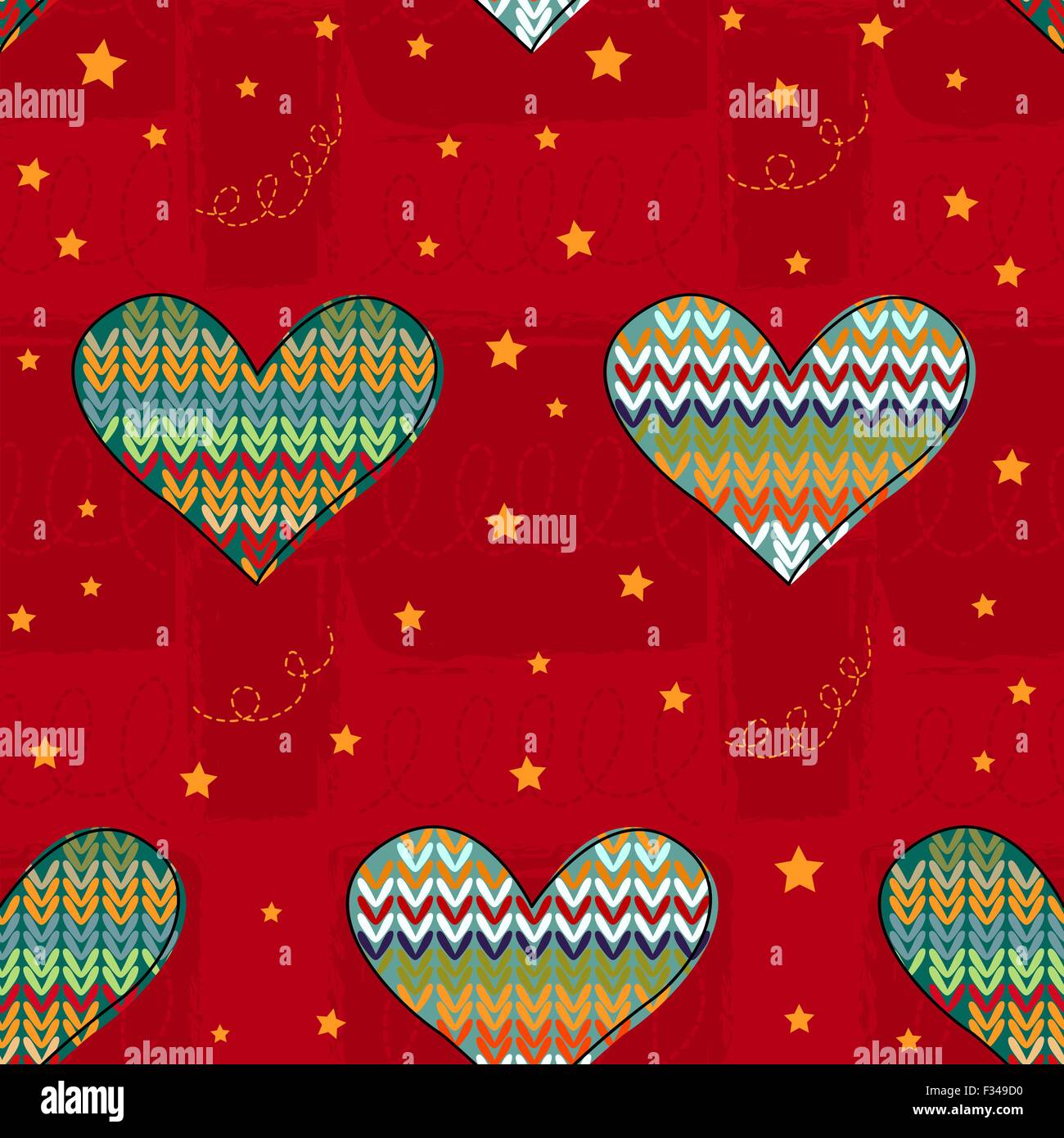 Bright festive background with knitted hearts Stock Vector Image & Art ...
