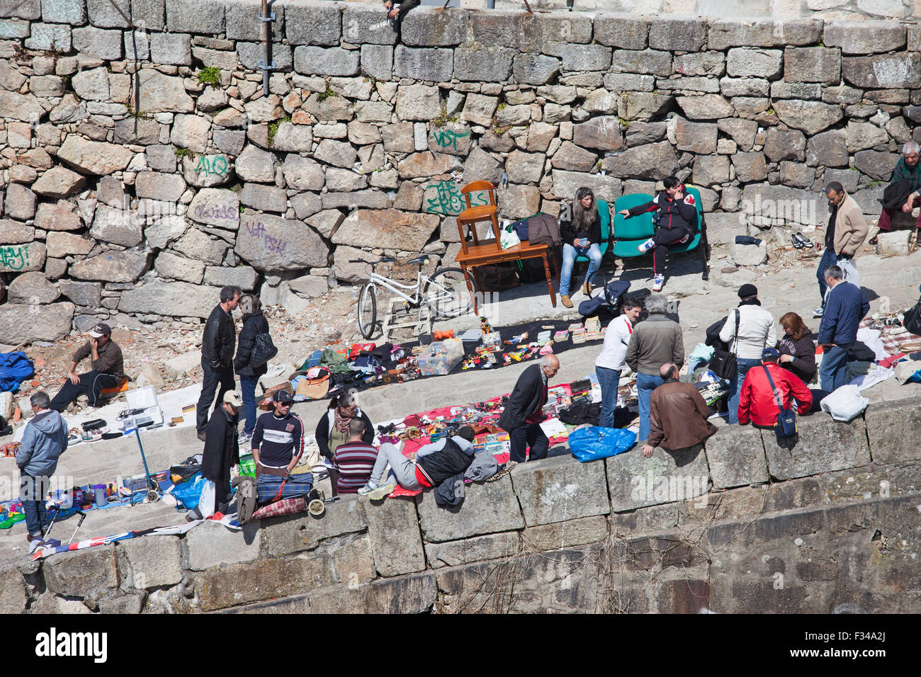 Vandoma Flea Market in Porto, Portugal, traditional Portuguese Saturday ...