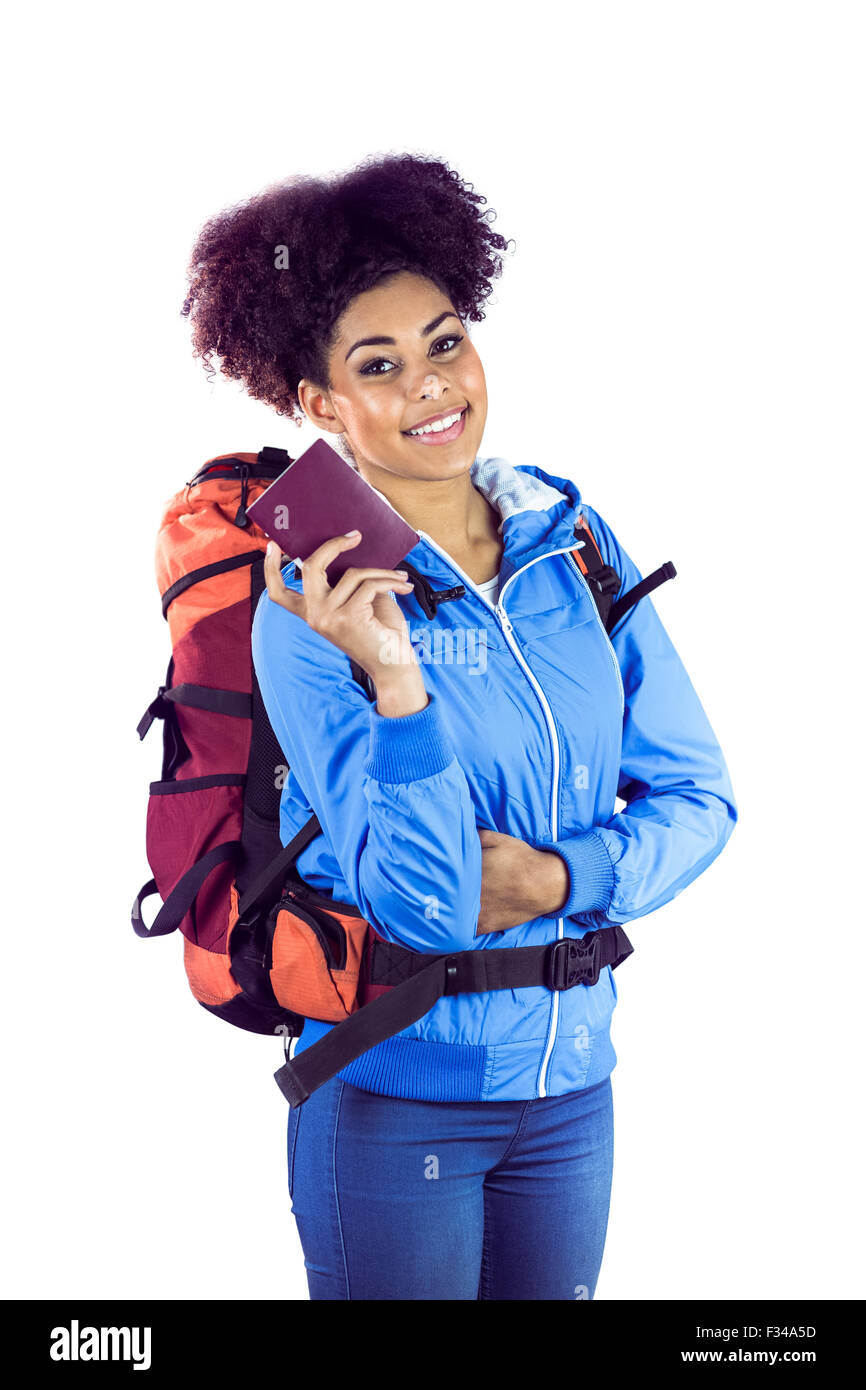 Young woman showing passport hi-res stock photography and images - Alamy