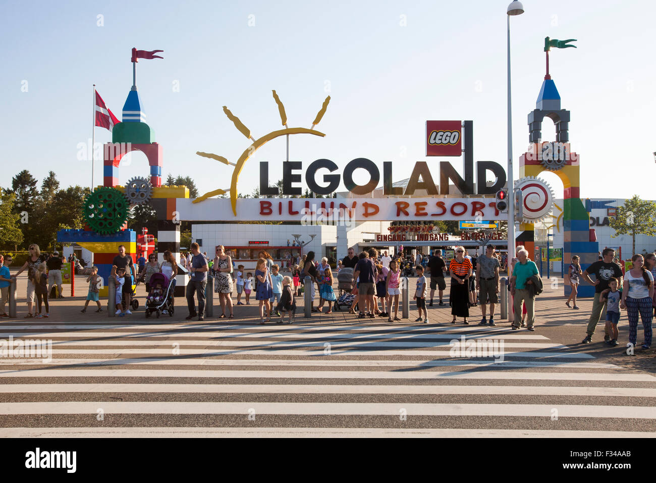 Billund, Denmark -22 aug 2015- Main entrance at Legoland amusement park ...
