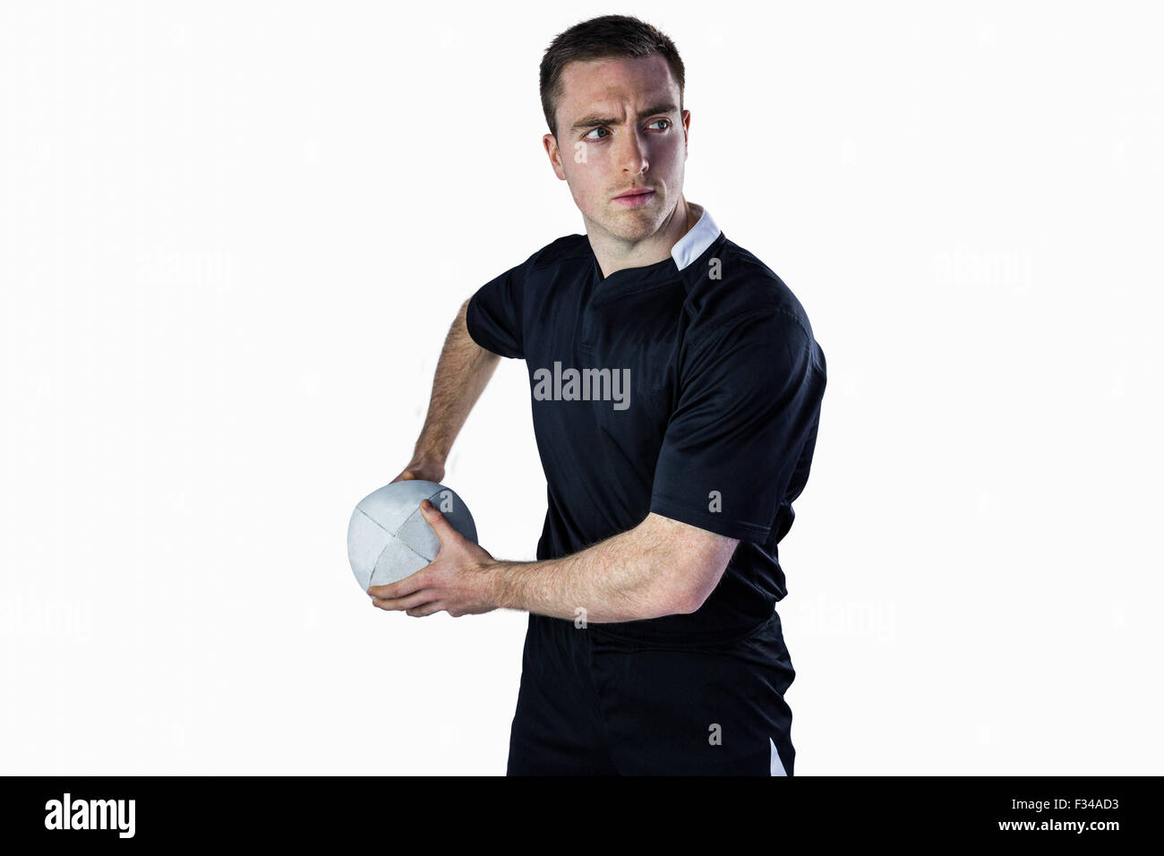 Rugby player about to throw a rugby ball Stock Photo - Alamy