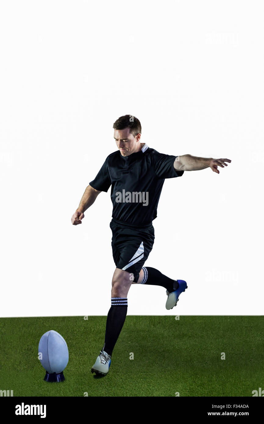 Rugby player drop kicking ball hi-res stock photography and images - Alamy