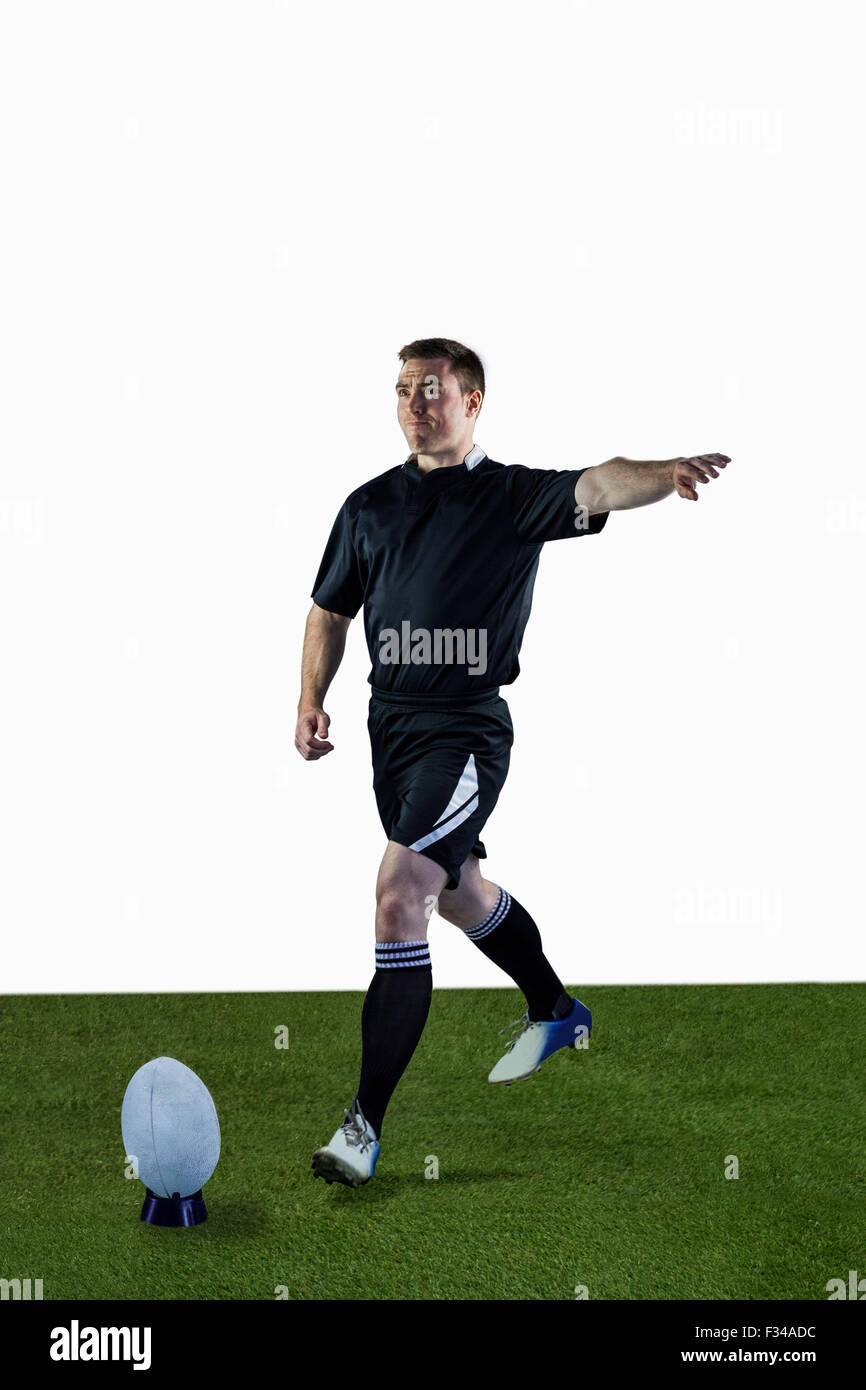 Rugby player drop kicking ball hi-res stock photography and images - Alamy