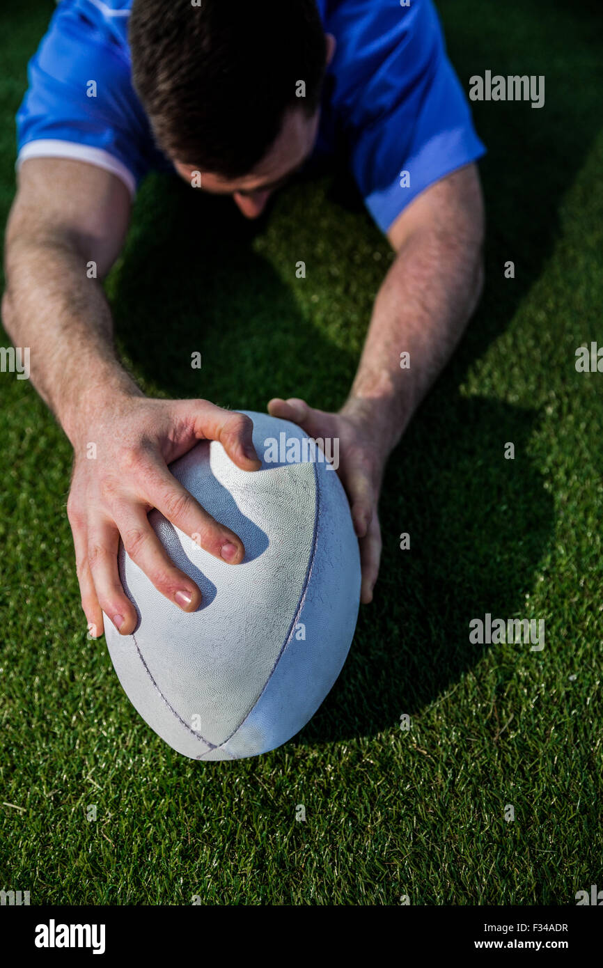 A rugby player scoring a try Stock Photo - Alamy