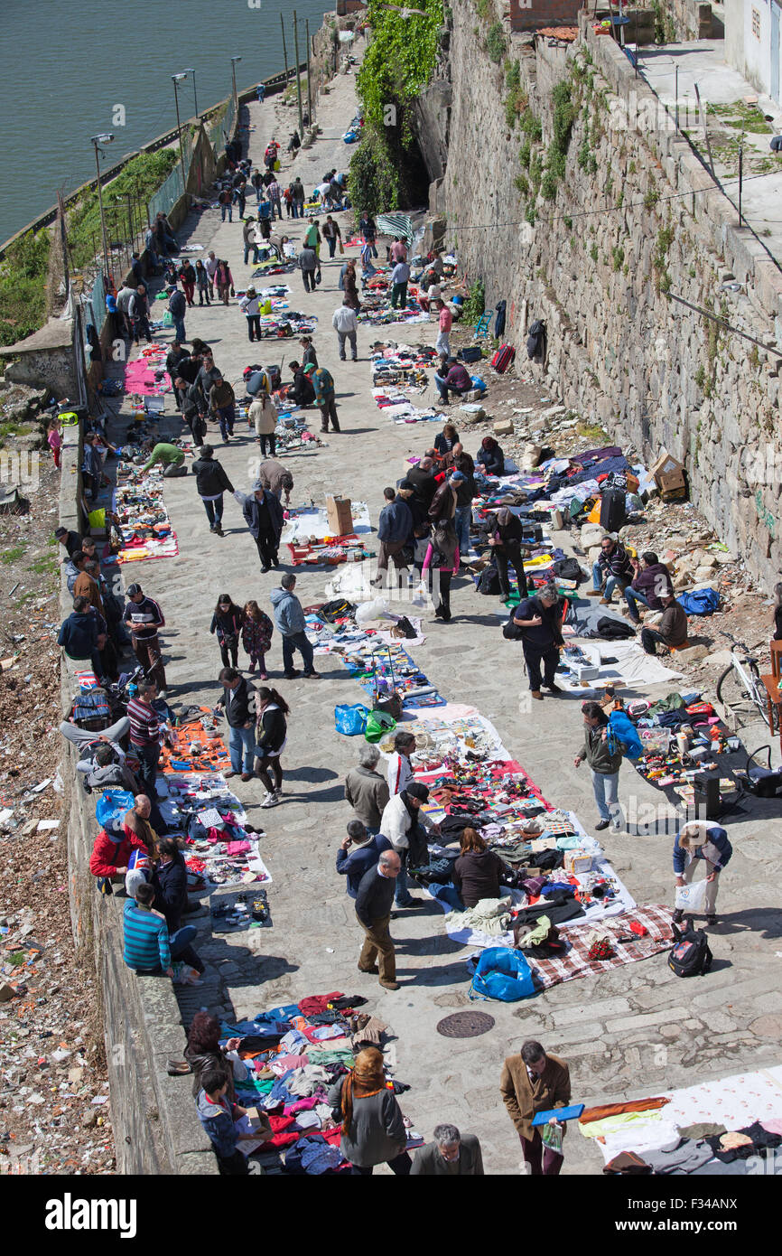 Vandoma Flea Market in Porto, Portugal, traditional Portuguese Saturday ...