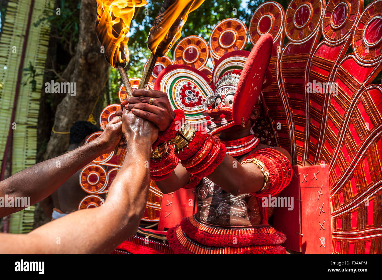 Theyyam ritual performed in the area of Kannur, Kerala, India Stock ...