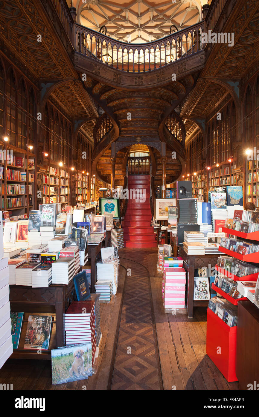 Lello and Irmao Bookshop interior in Porto, Portugal, one of the oldest ...