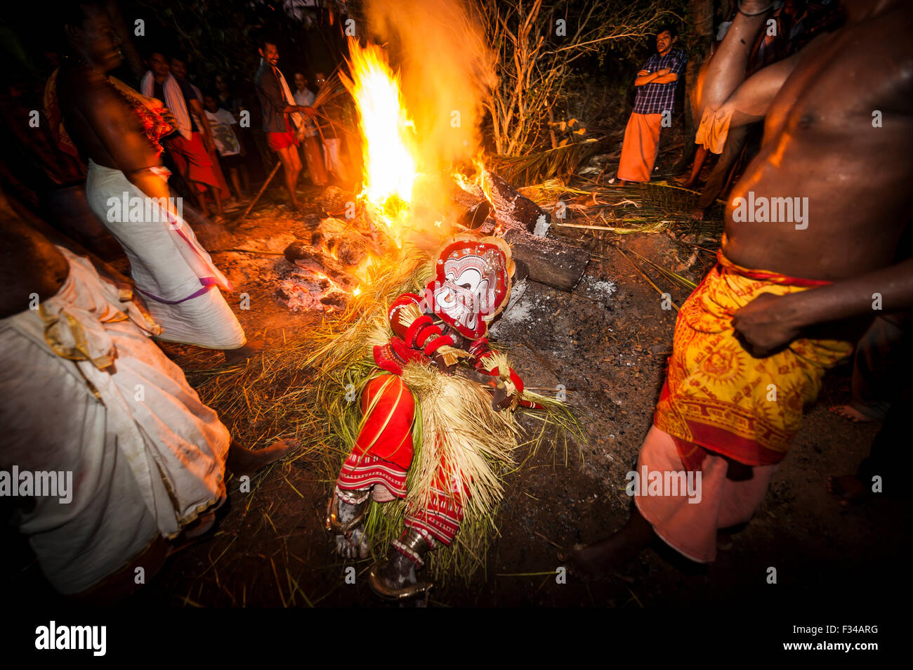 Theyyam ritual performed in the area of Kannur, Kerala, India Stock ...
