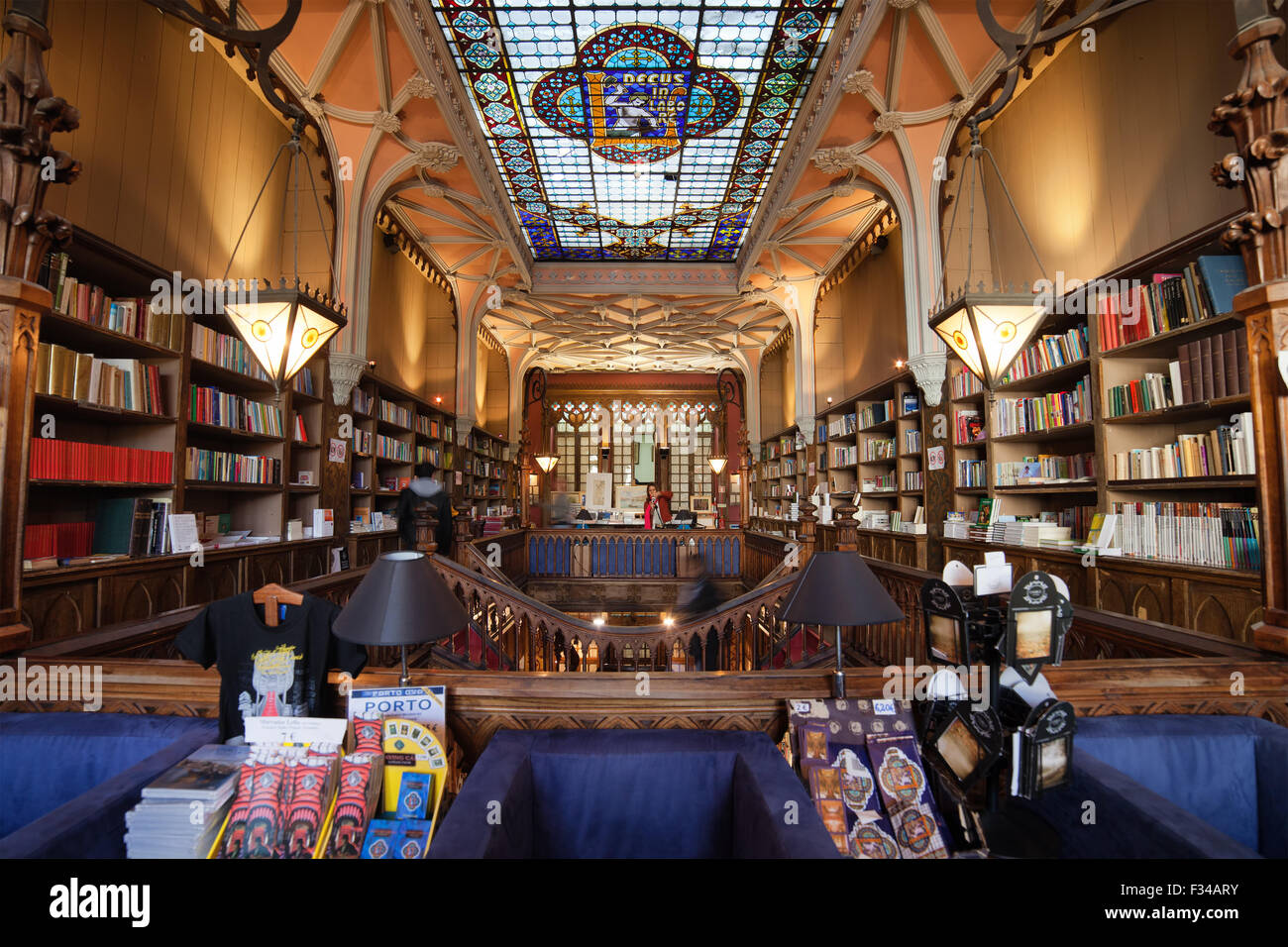 Lello & Irmao Bookstore interior with skylight in Porto, Portugal Stock ...