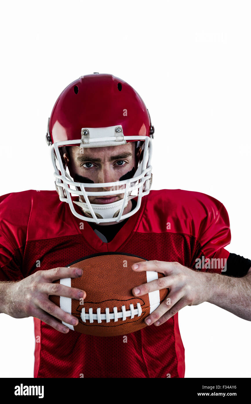 Portrait of focused american football player Stock Photo - Alamy