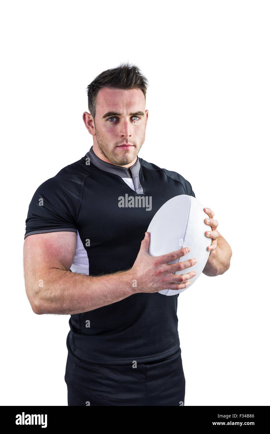 Tough rugby player looking at camera Stock Photo - Alamy
