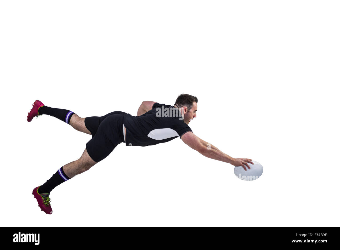 Rugby player scoring a try Stock Photo - Alamy