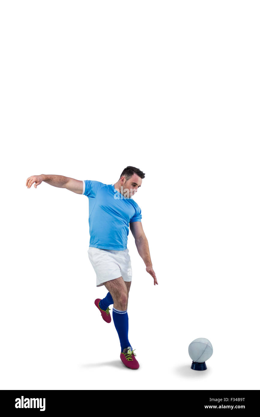 Rugby player ready to kick Stock Photo - Alamy