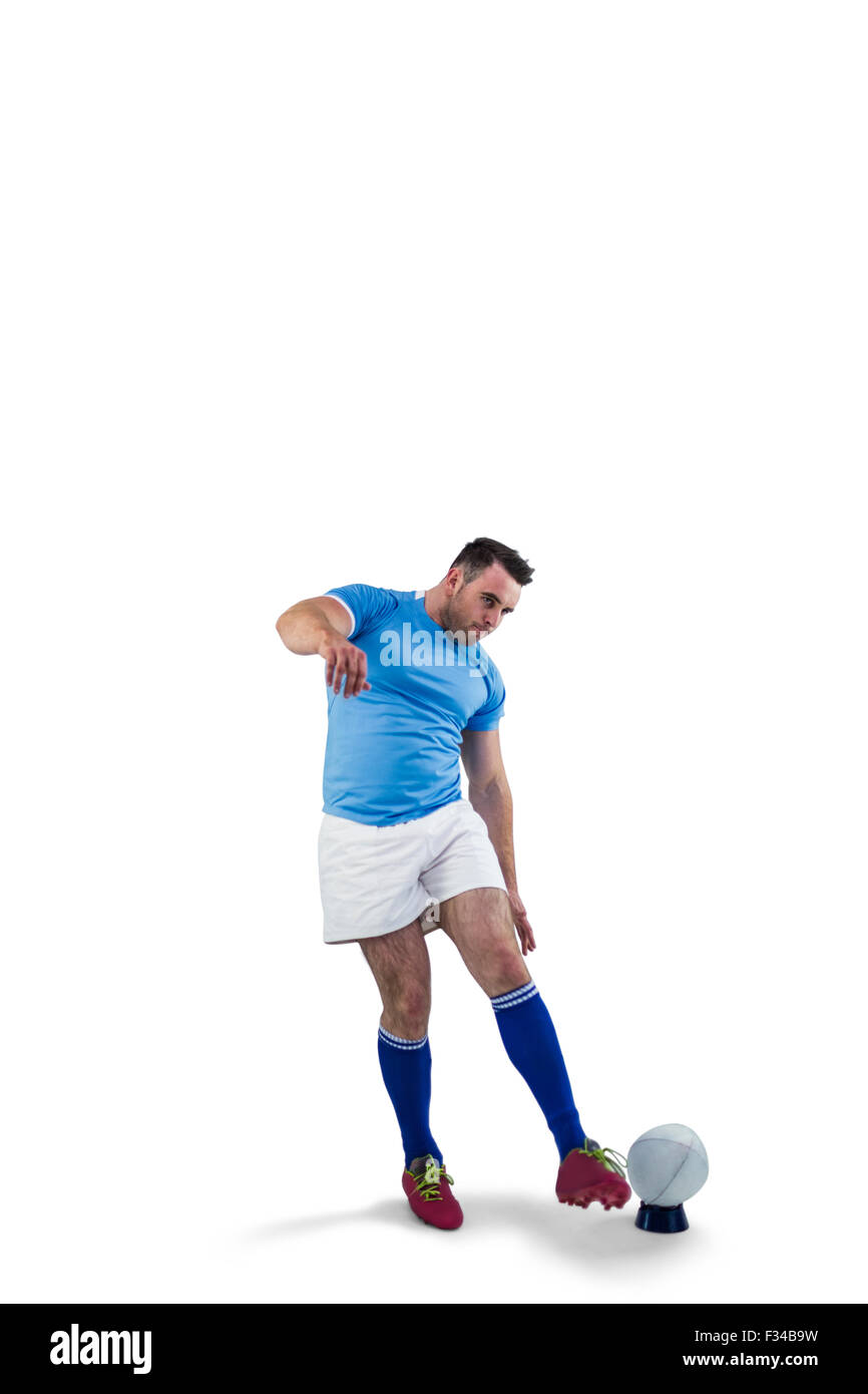 Rugby player ready to kick Stock Photo - Alamy