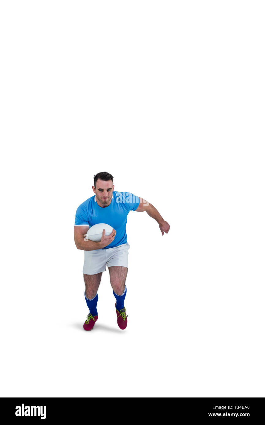 Rugby player running with the ball Stock Photo - Alamy