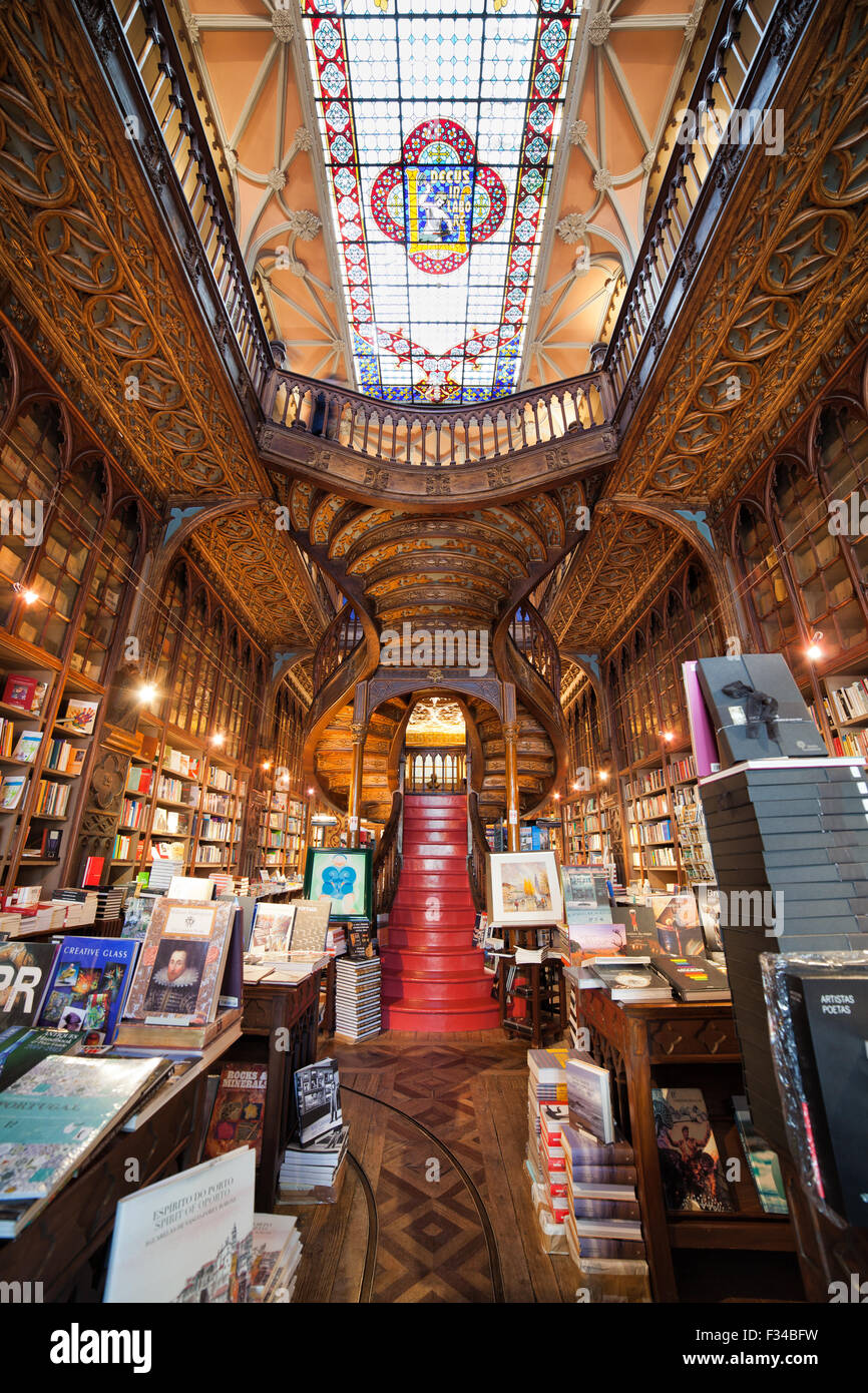 Lello and Irmao Bookstore interior in Porto, Portugal Stock Photo - Alamy