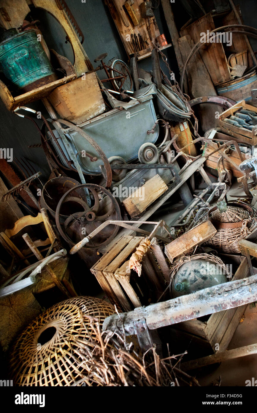 Old and weathered objects in a flea market Stock Photo - Alamy