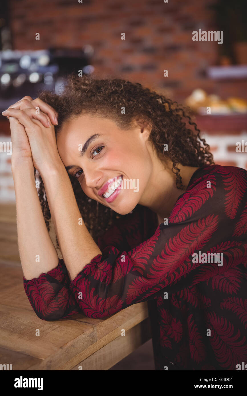 Pretty hipster woman at the cafe Stock Photo - Alamy
