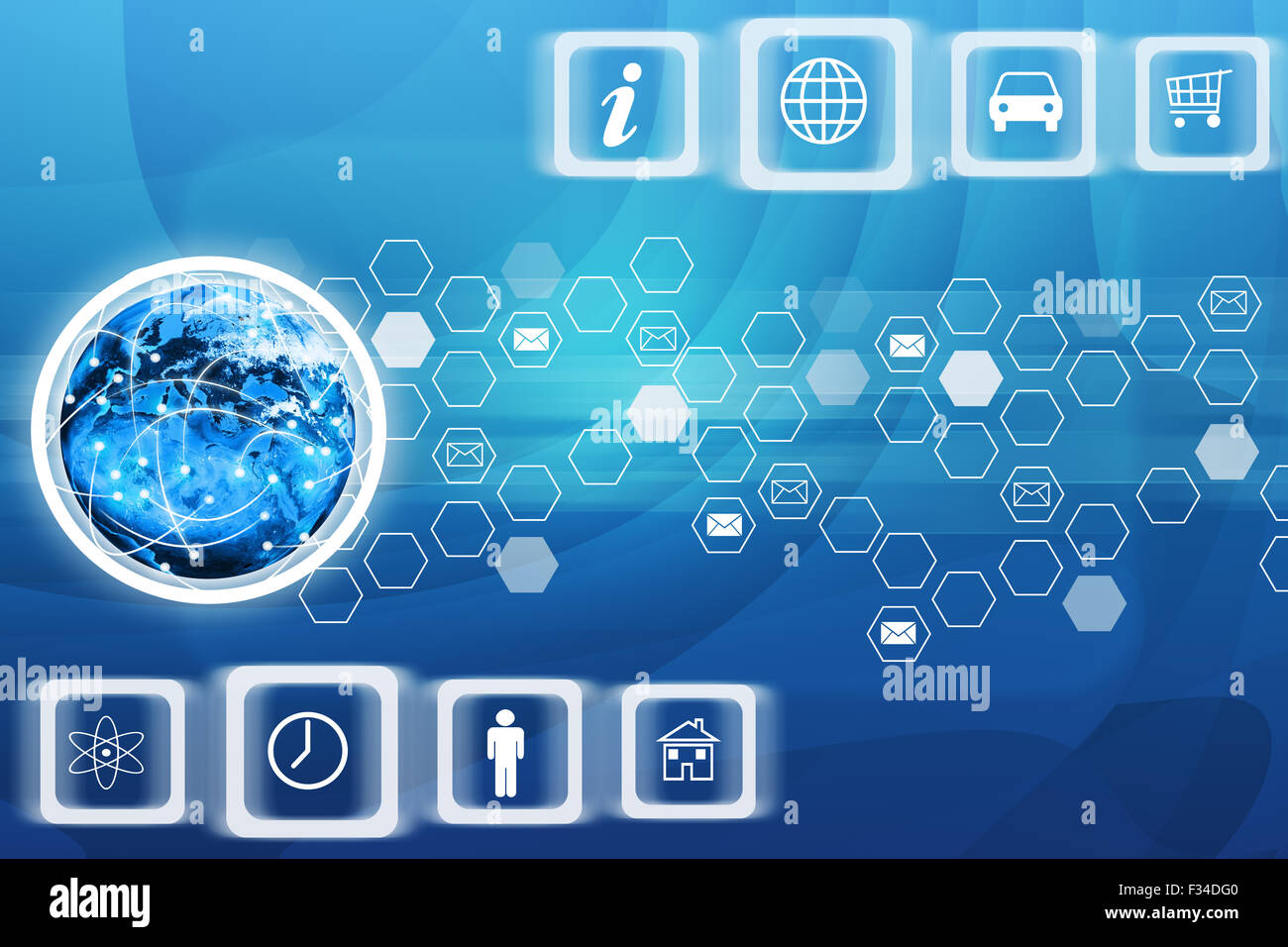 Computer icons with Earth globe Stock Photo - Alamy