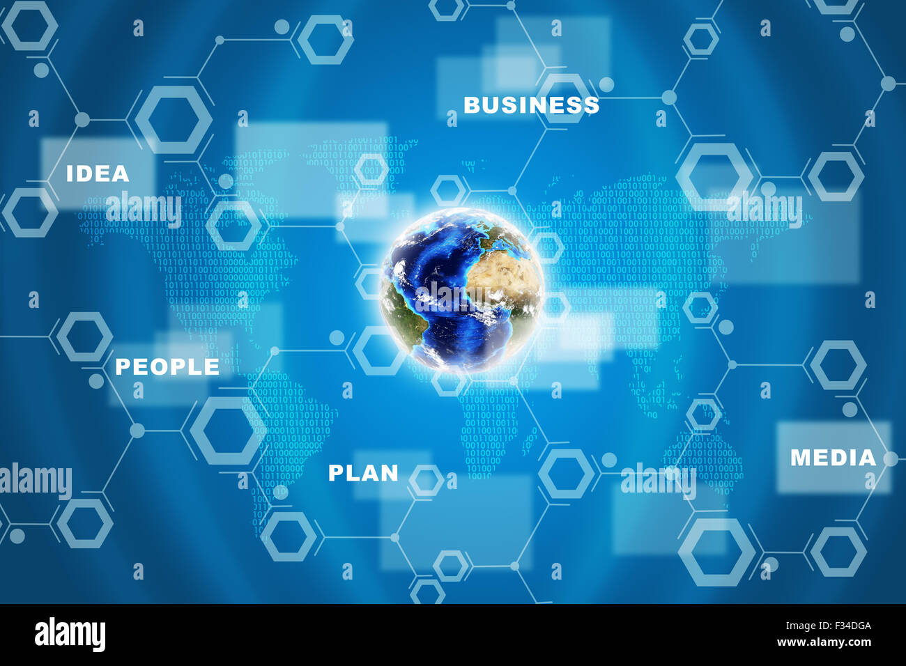 Earth with circles and symbols Stock Photo - Alamy