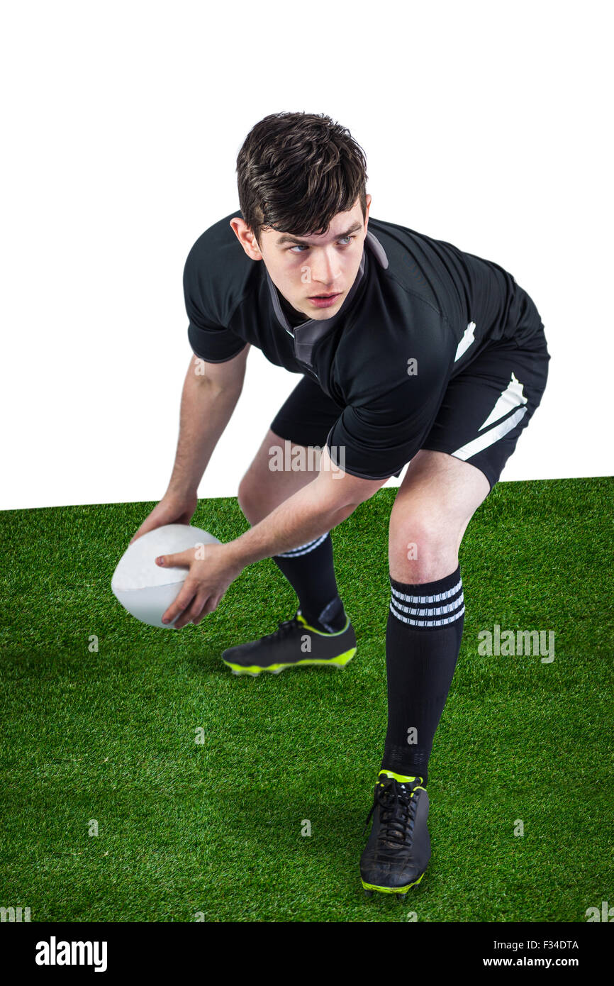 Rugby player about to throw the rugby ball Stock Photo - Alamy