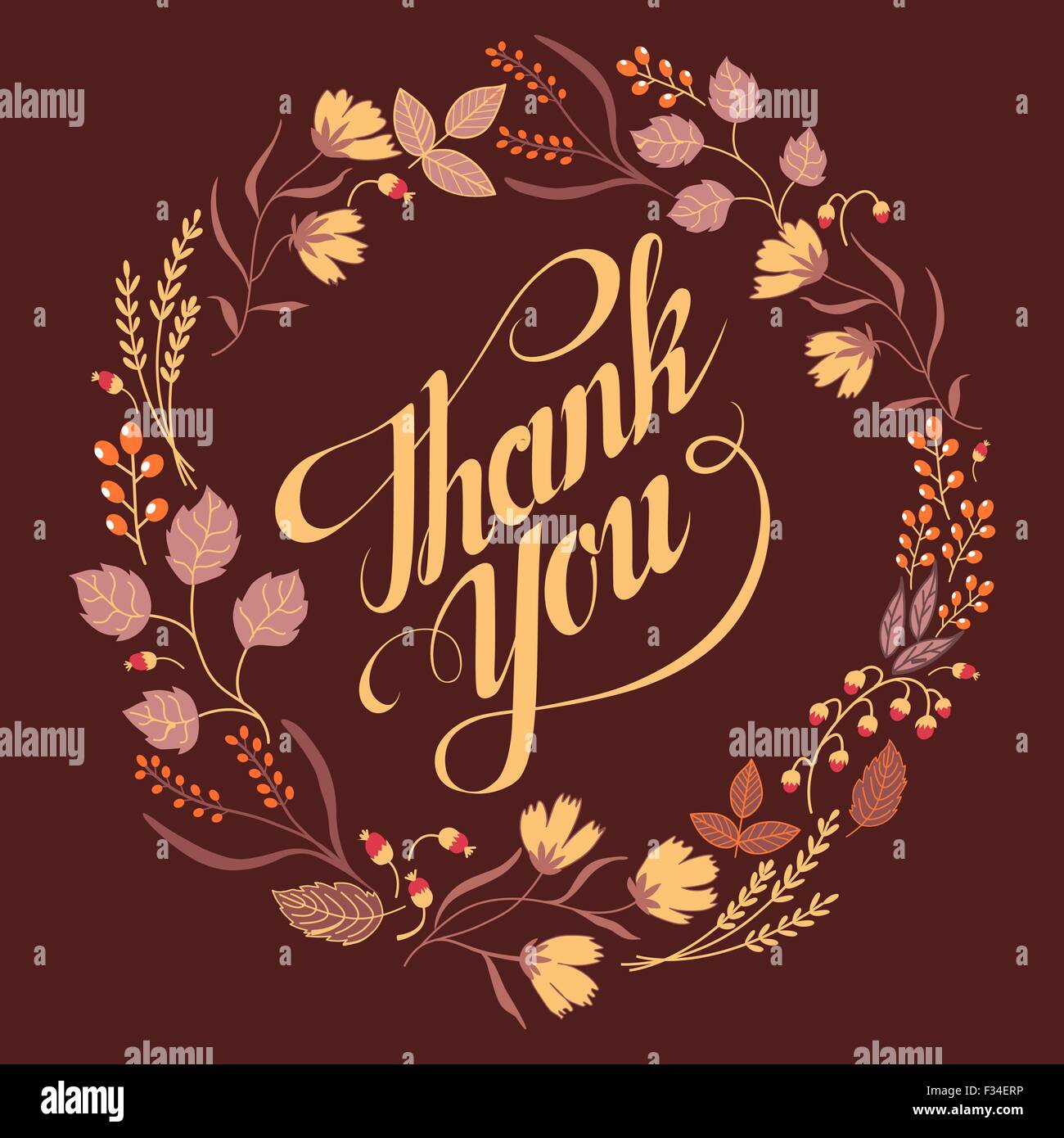 Autumn Wedding Floral Frame Collection. Sign thank you Stock Vector ...