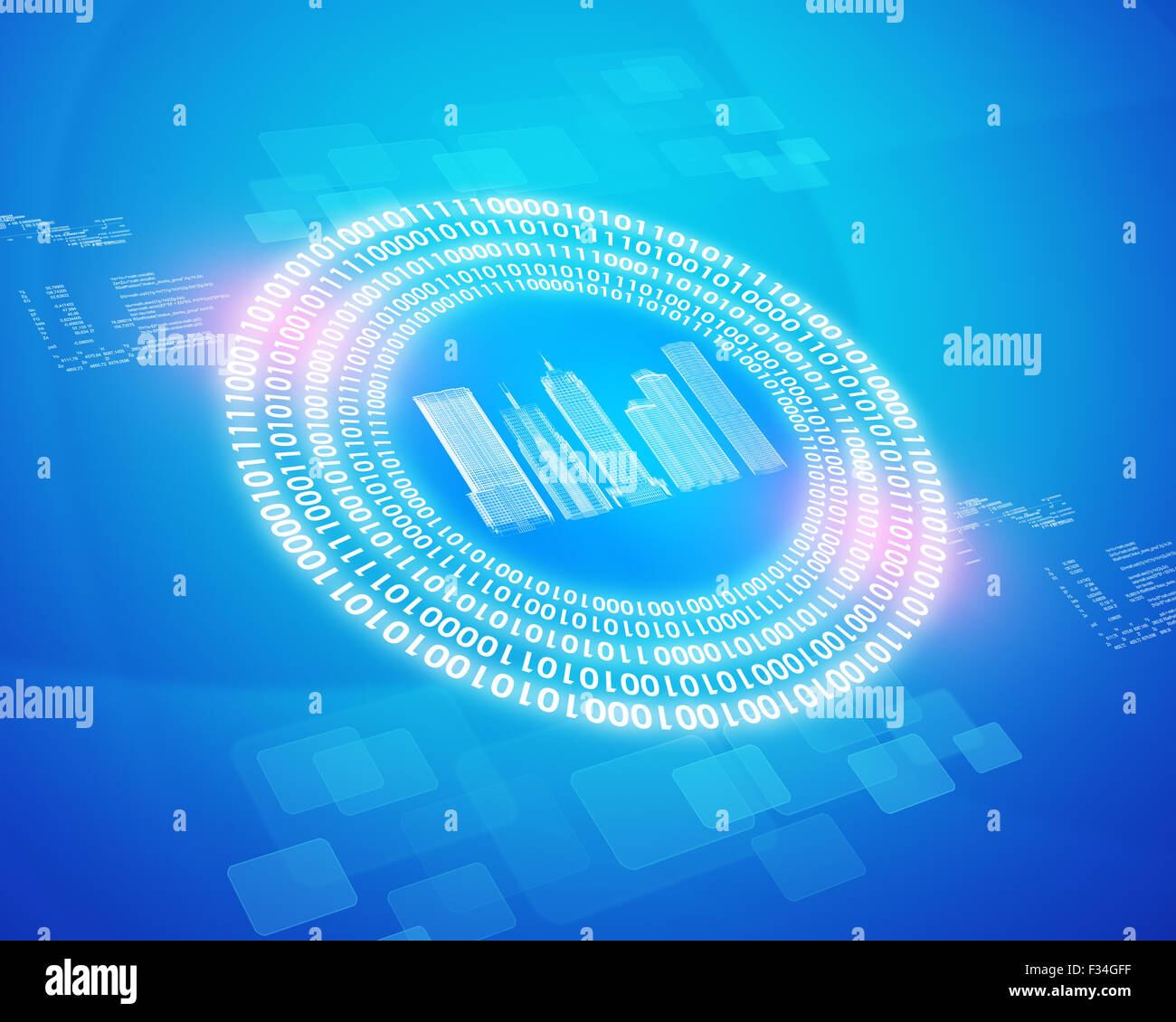 City model in number circle Stock Photo - Alamy