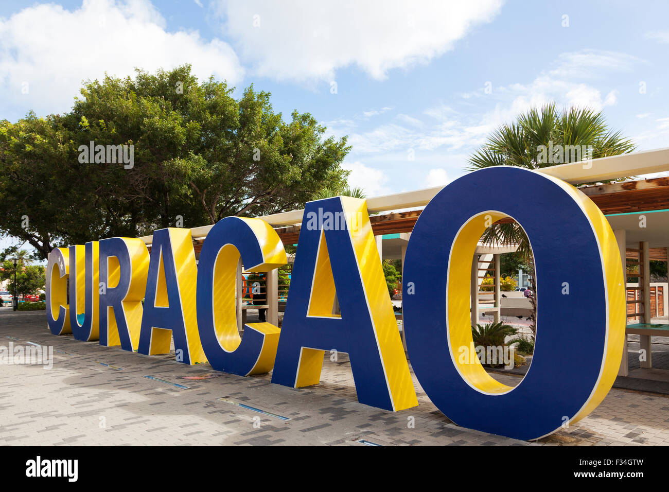 Curacao, concrete signage at Willemstad Stock Photo - Alamy