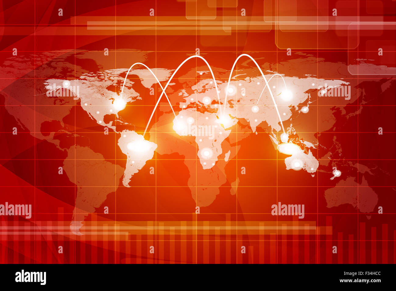 World map with spotlights Stock Photo - Alamy