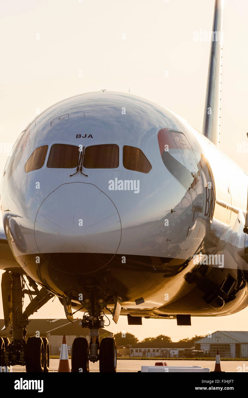 Close up of a British Airways Dreamliner, Boeing 787, facing viewer ...