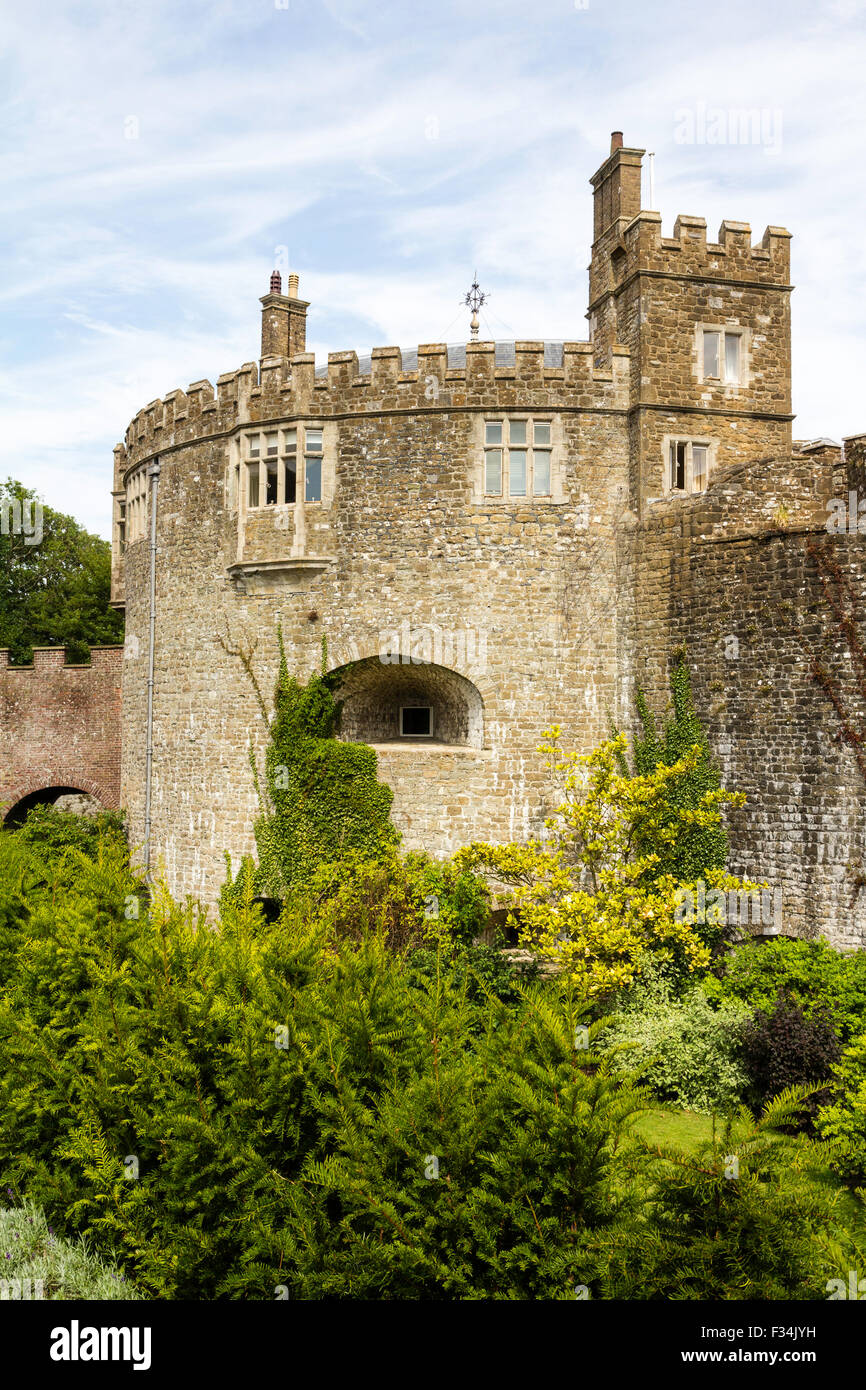 Walmer Tudor castle at Walmer in Kent, England. The main round tower ...