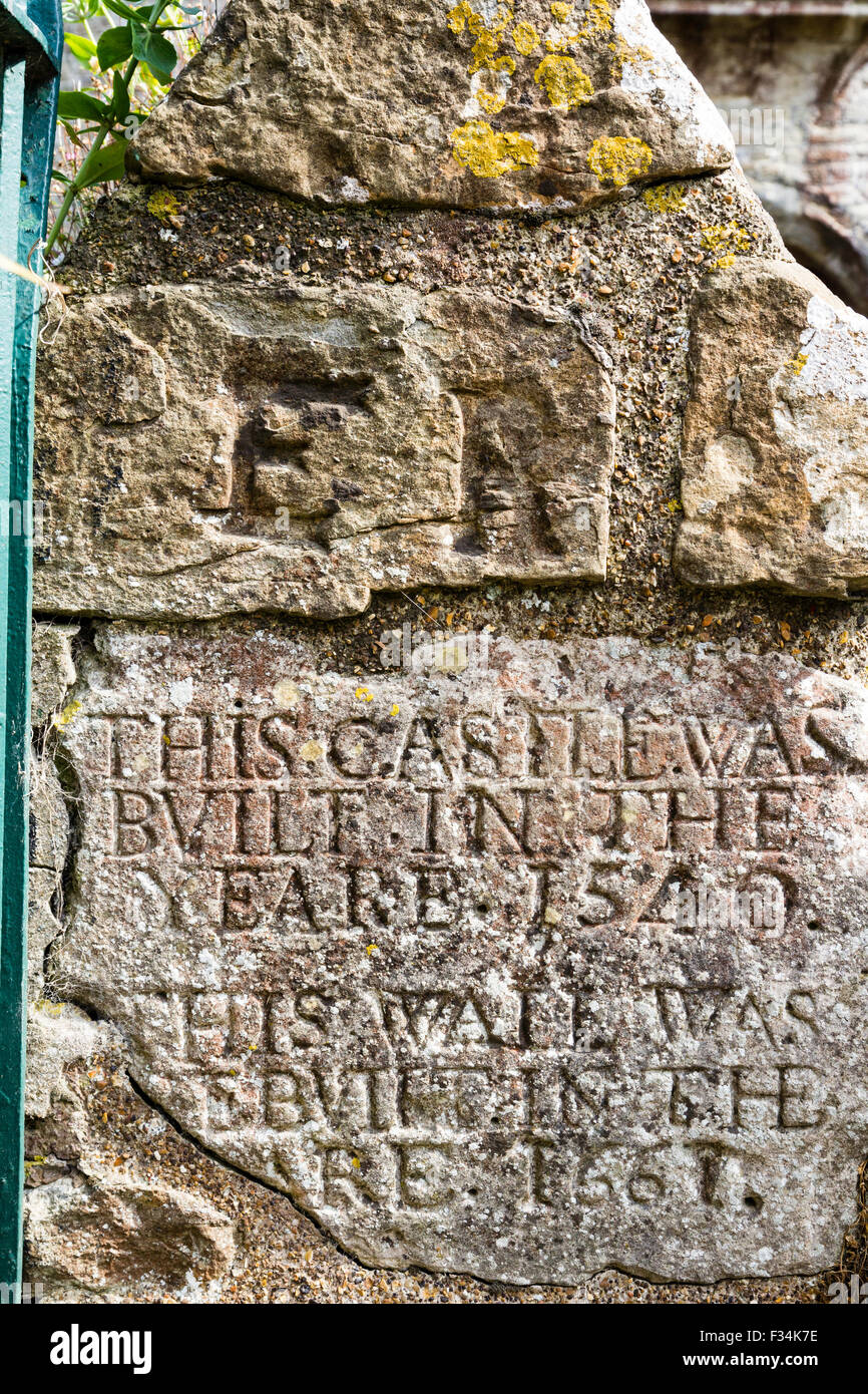 Walmer Tudor castle in Kent, England. Stone inscription by side of ...