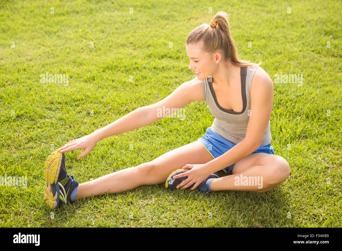 Young blonde woman training legs hi-res stock photography and images ...
