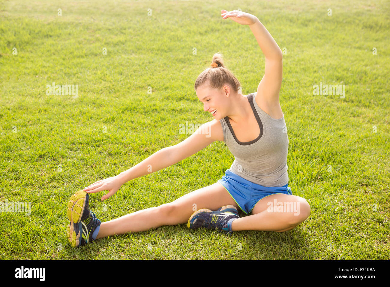 Young blonde woman training legs hi-res stock photography and images ...