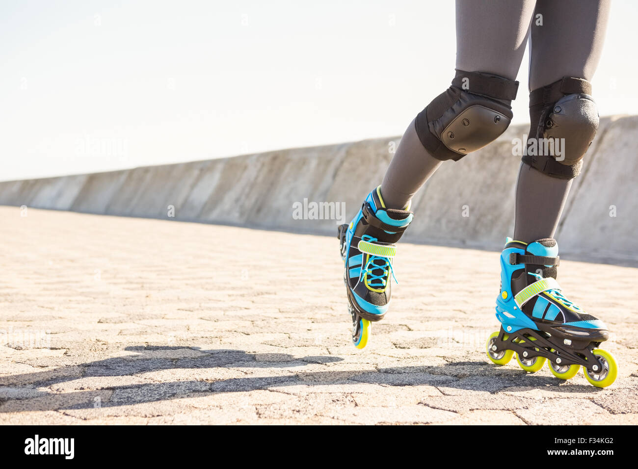 Close up view of inline skates skating Stock Photo - Alamy