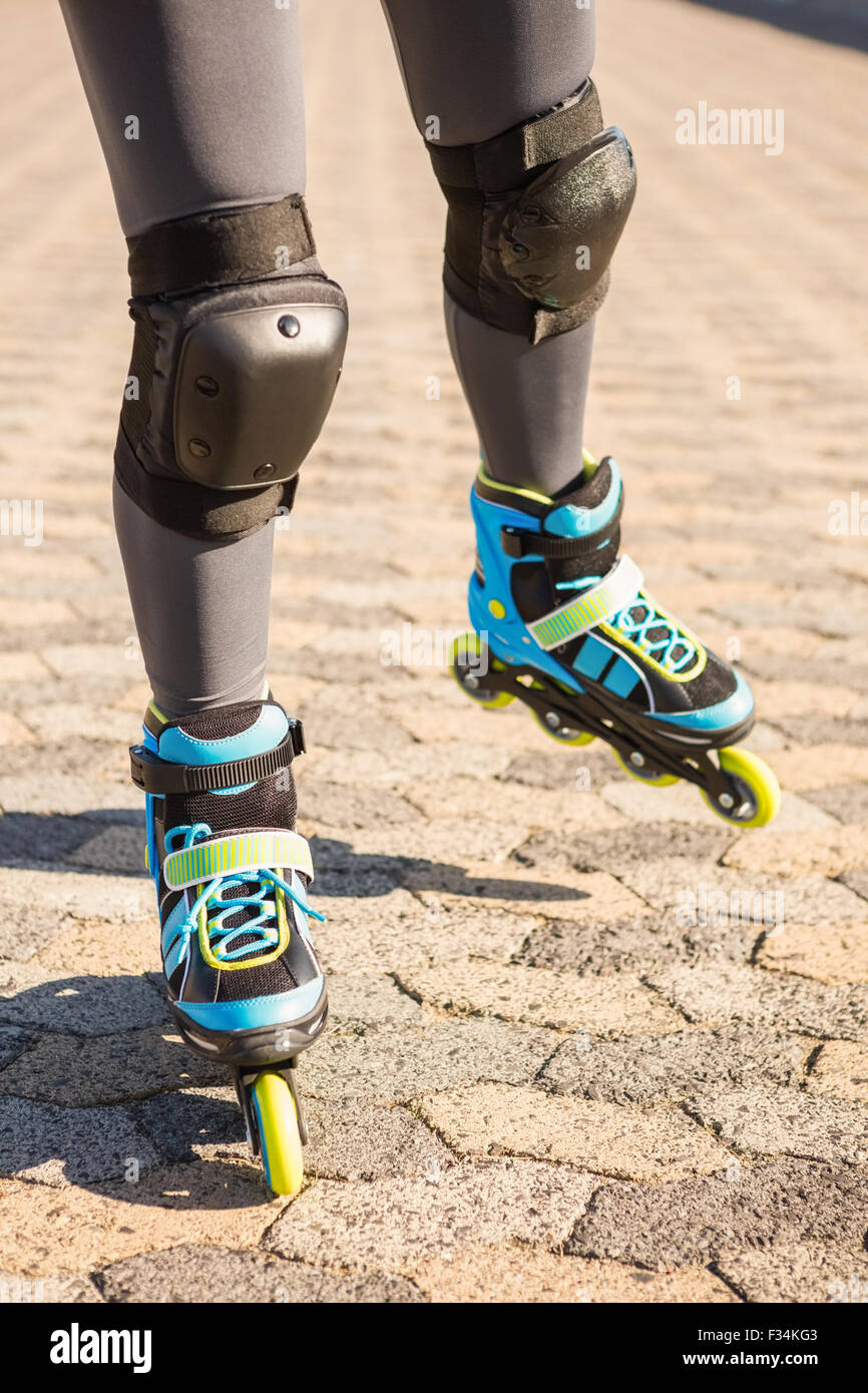 Close up view of inline skates skating Stock Photo - Alamy