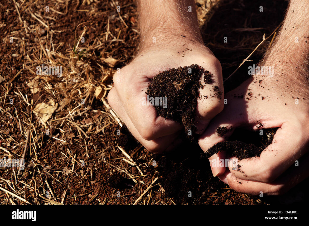 hand grasping a brown dry patch of earth in despair Stock Photo - Alamy