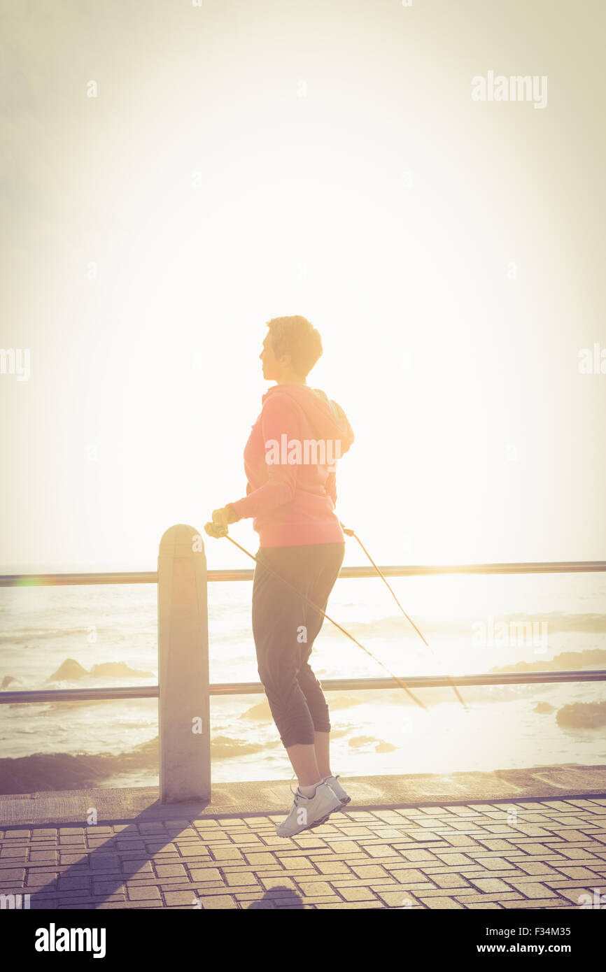 Mature woman skipping rope hi-res stock photography and images - Alamy