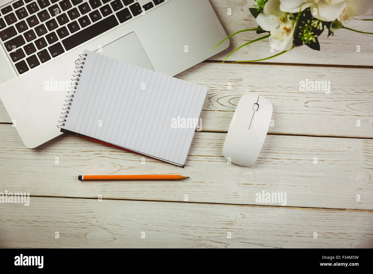 Overhead view of an desk Stock Photo - Alamy
