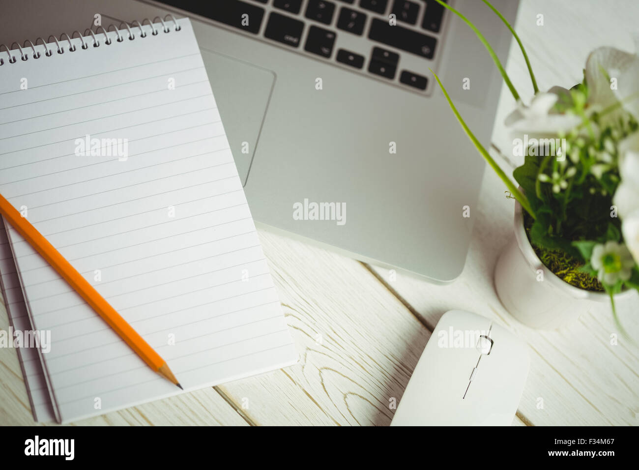 Overhead view of an desk Stock Photo - Alamy