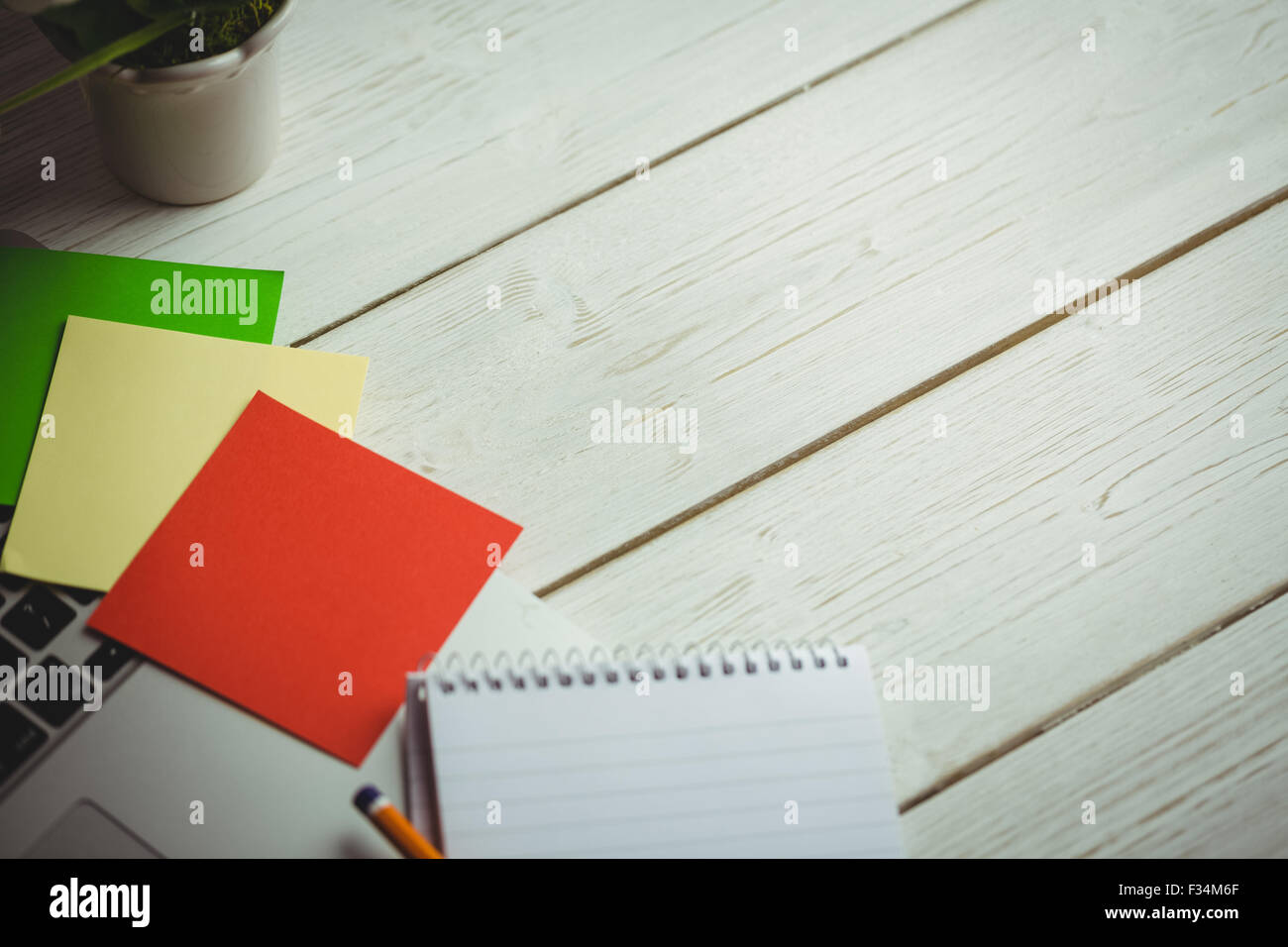 Overhead view of an desk Stock Photo - Alamy