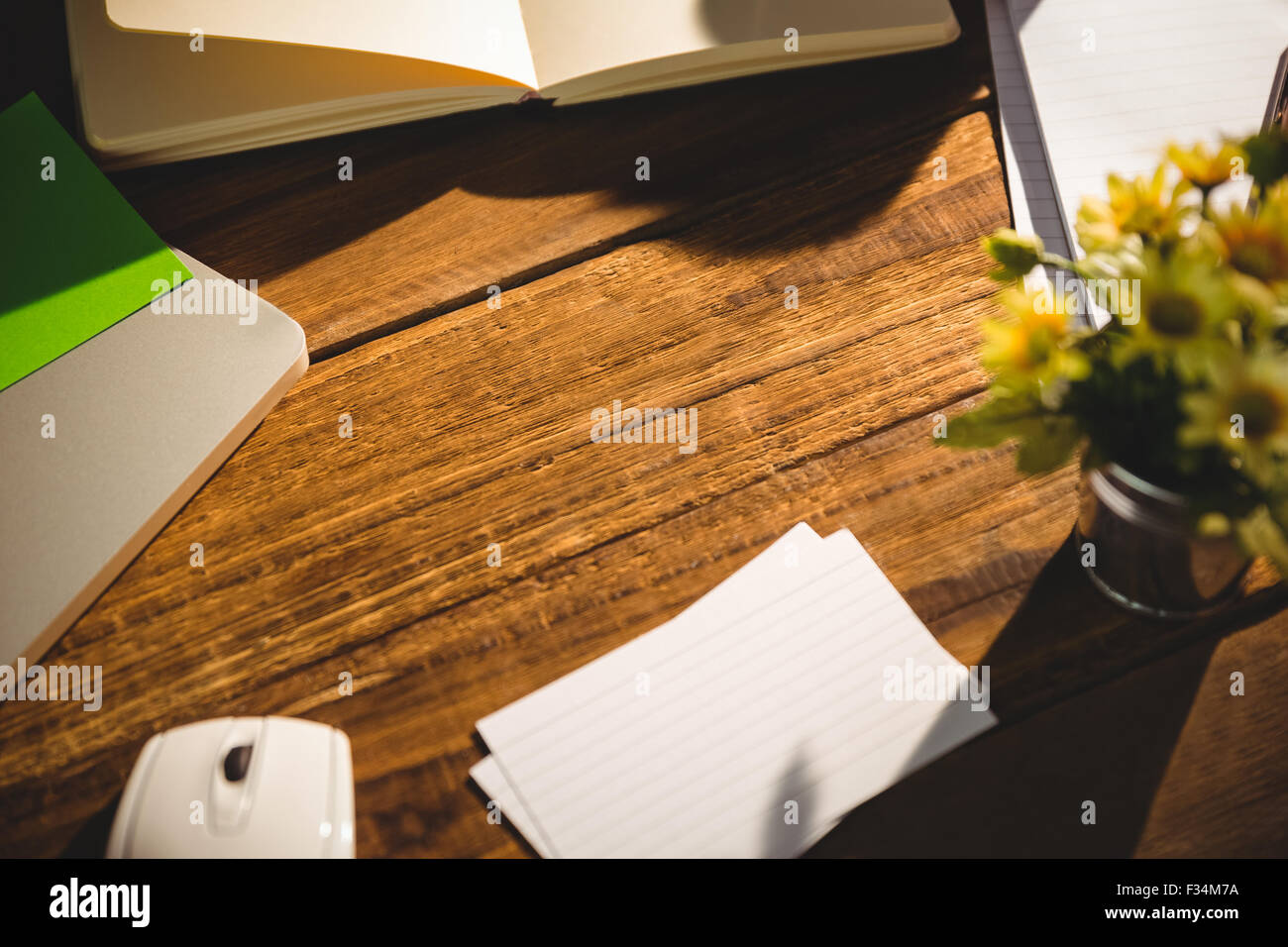Overhead view of an desk Stock Photo - Alamy