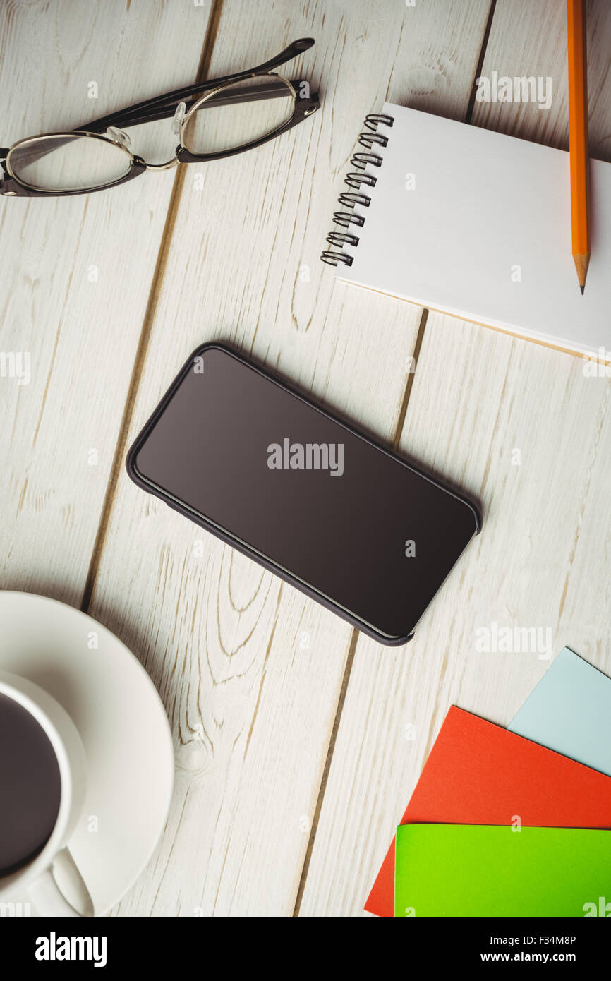 Overhead view of an desk Stock Photo - Alamy