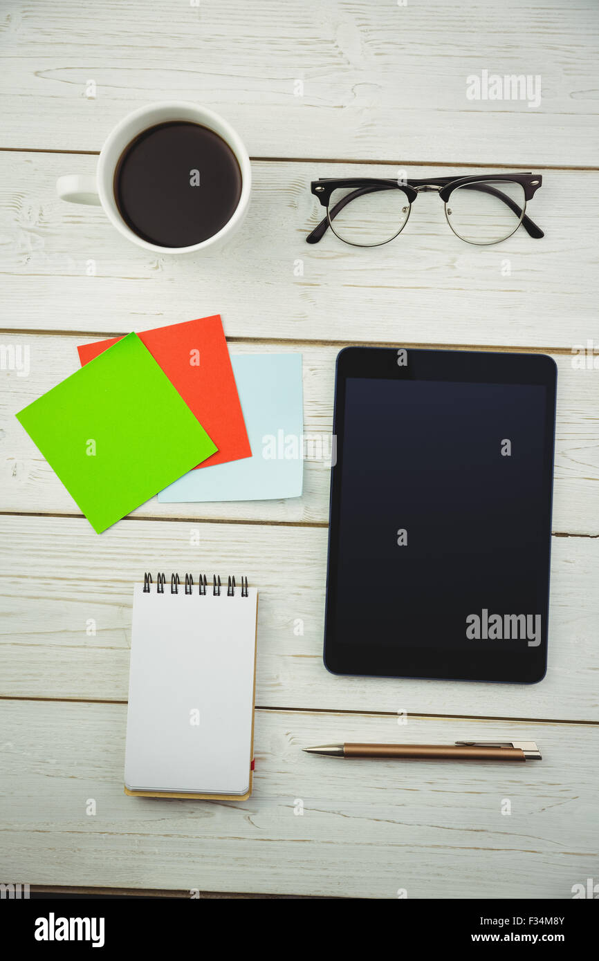 Overhead view of an desk Stock Photo - Alamy
