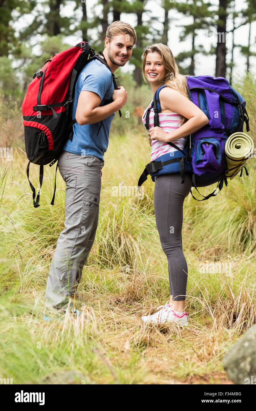 Portrait of a smiling hiker couple Stock Photo - Alamy