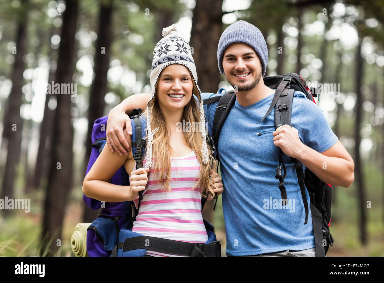 Portrait of a happy hiker couple Stock Photo - Alamy
