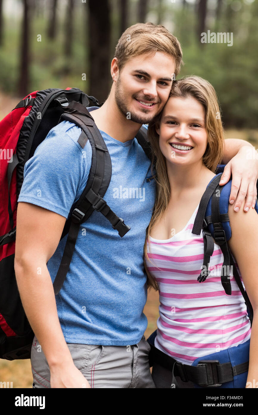 Portrait of a young happy hiker couple Stock Photo - Alamy